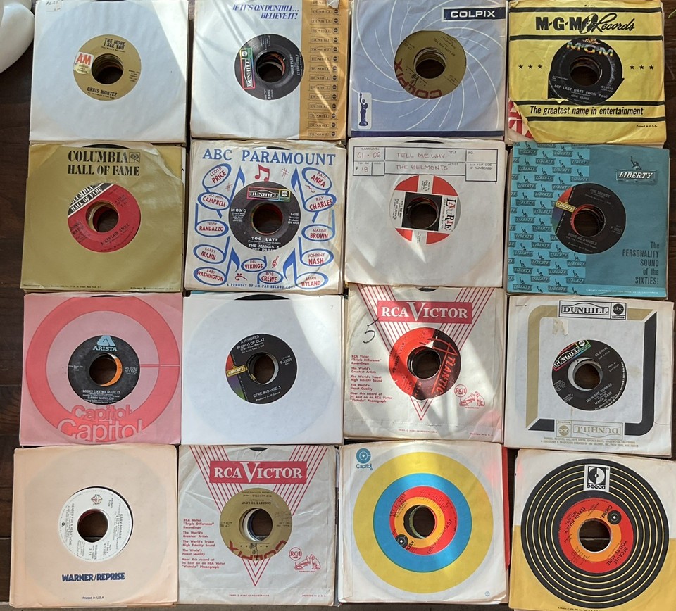 Vtg 45 RPM Records Lot #7 of 200+ Rock Pop Oldies 50s 60s 70s Hits ...