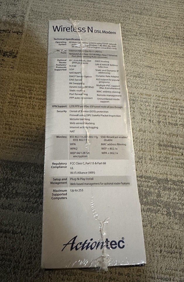 NEW SEALED Actiontec 300 Mbps Wireless N DSL Modem/Router GT784WN-01 | eBay