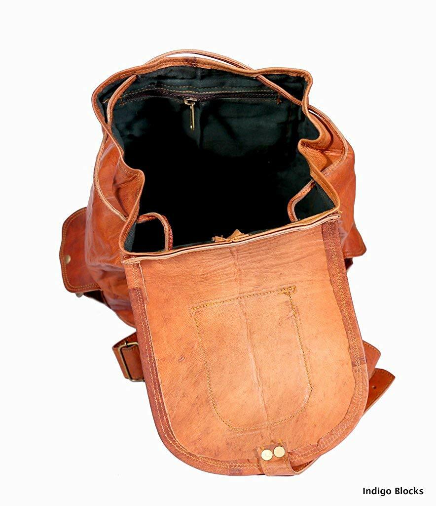 Dashing Genuine Goat Leather Rucksack Backpack Luggage Hiking Camping ...