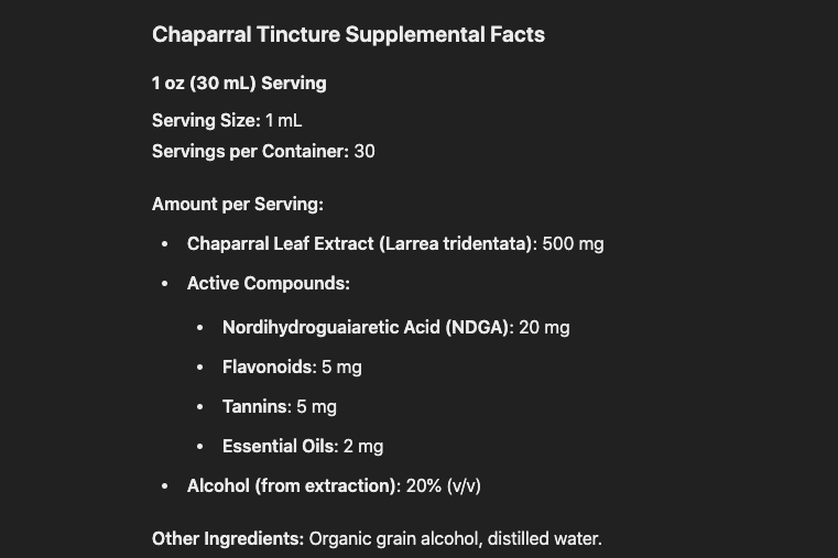 Chaparral Extract Liquid Tincture Organic Chaparral (Larrea tridentata ...