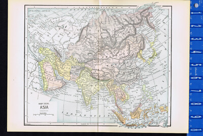Pre-1900 - 1899 Antique Color Lithograph Map