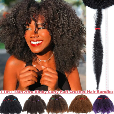 100% Puff As Human Hair Kinky Curly Crochet Afro Bulks For Cornrow ...