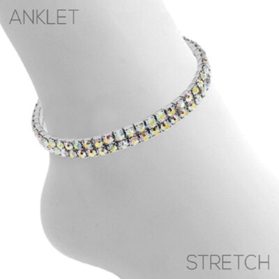 2 Line Rhinestone Silver AB Stretch Anklet ( 80872 ) | eBay