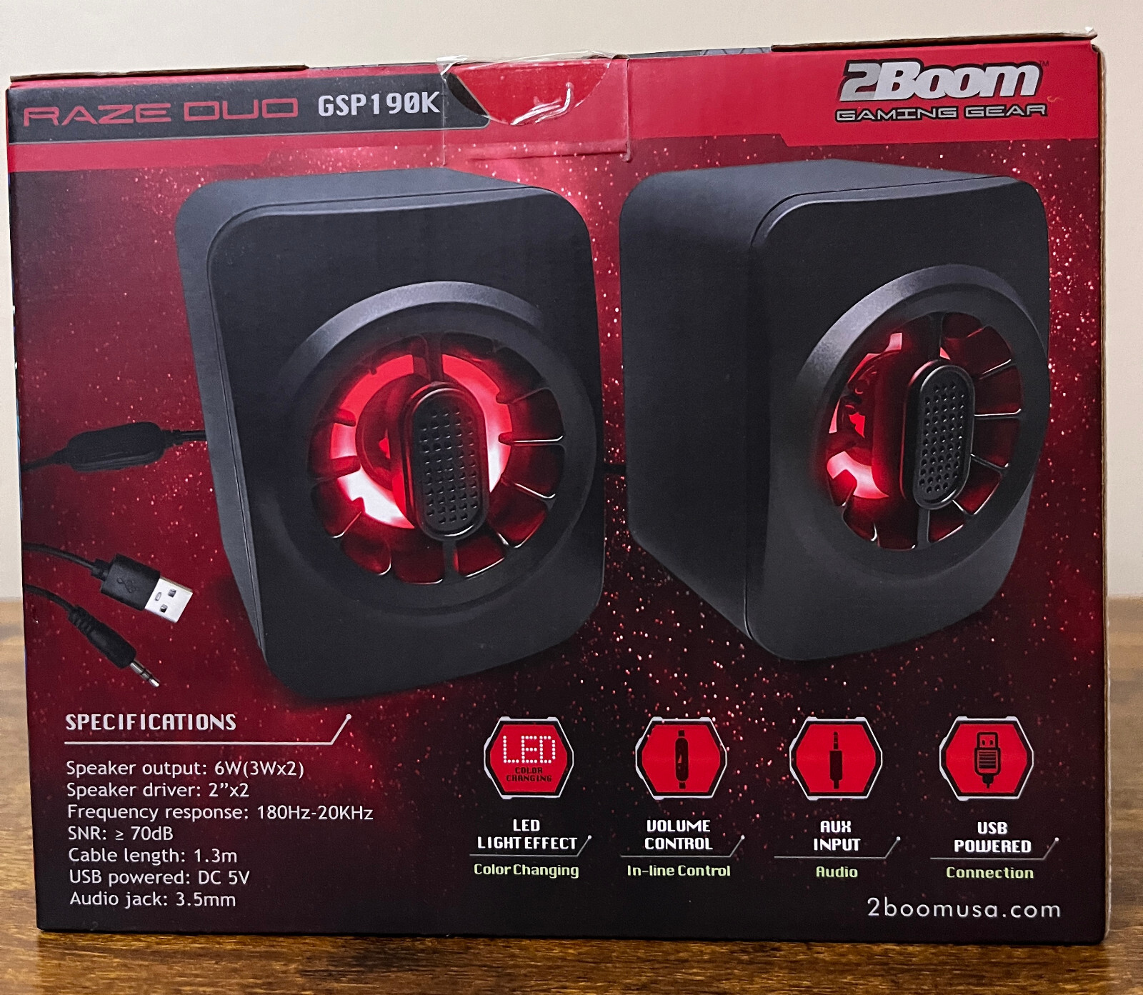 2Boom Raze Duo LED Wired Gaming Speakers Color Changing (GSP190K) for ...