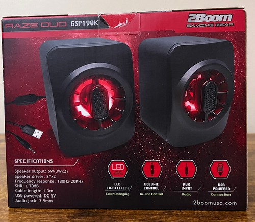 2Boom Raze Duo LED Wired Gaming Speakers Color Changing (GSP190K) for ...