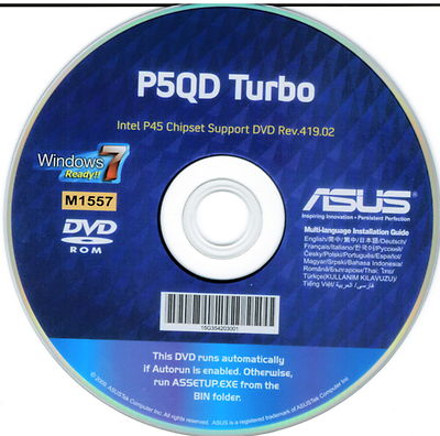 ASUS GENUINE MOTHERBOARD SUPPORT DISK P5QD TURBO Rev 419.02 M1557 | eBay