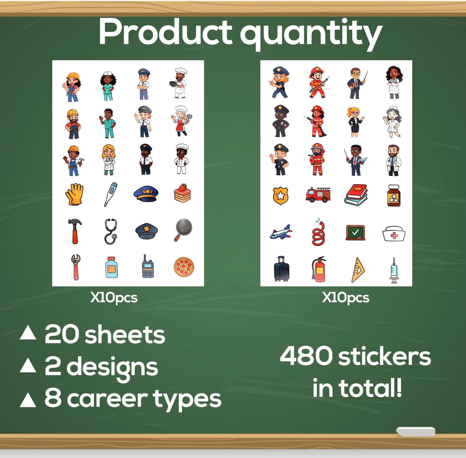 480Pcs Community Helpers Stickers, Copper Plate Sticker Community ...