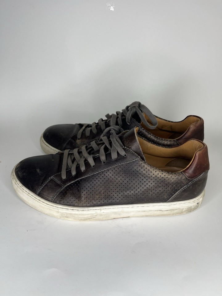 Magnanni Brown Leather Lace Up Casual Low Top Sneakers Shoes Men Sz 12M ...