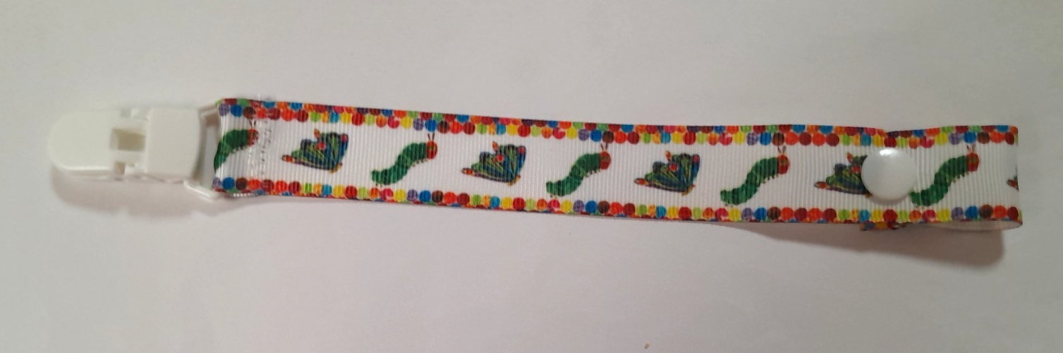 Hungry Caterpillar grosgrain ribbon clear plastic dummy/pacifier ...