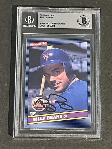 BILLY BEANE 1986 DONRUSS ROOKIE SIGNED AUTOGRAPHED CARD NY METS BAS ...