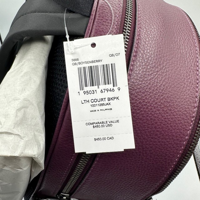 Coach 5666 Women's Pebble Leather Court Backpack - Twilight for sale ...