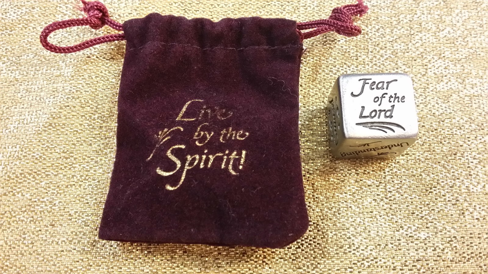 SPIRITUAL DICE CUBE LIVE BY THE SPIRIT PEWTER METAL 6 SIDED PIETY ...