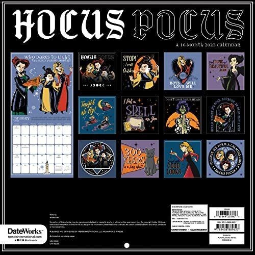 Disney Hocus Pocus 2023 Wall Calendar 12" X 24" open by DateWorks FAST ...