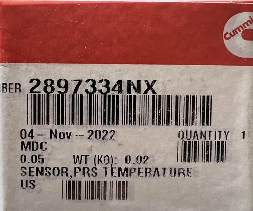 2897334 / 2897334NX / 5698456 Genuine Cummins Prs Temperature Sensor ...