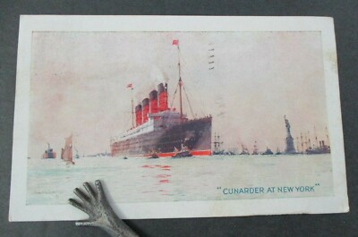 CUNARDER AT NEW YORK, Circa 1910 Postcard, Cunard Lines with Charles ...