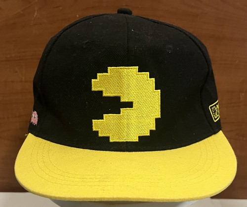 Pac-Man Adult Embroidered Snapback Hat Black And Yellow | eBay