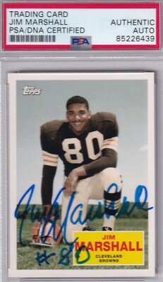 Jim Marshall “He is running the wrong way” 2009 Topps PSA/DNA SIGNED ...