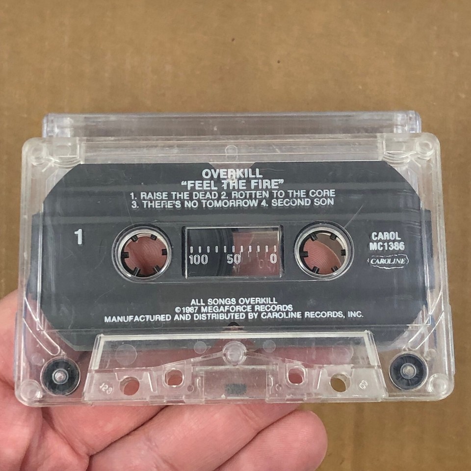 OVERKILL Cassette Tape FEEL THE FIRE 1987 REISSUE Metal Thrash LOOSE NO ...