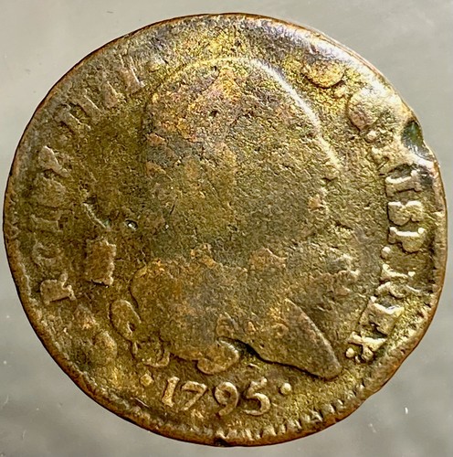 Very Nice 1795 Spanish Coin 4 Maravedis Rare King Charles IIII Full ...