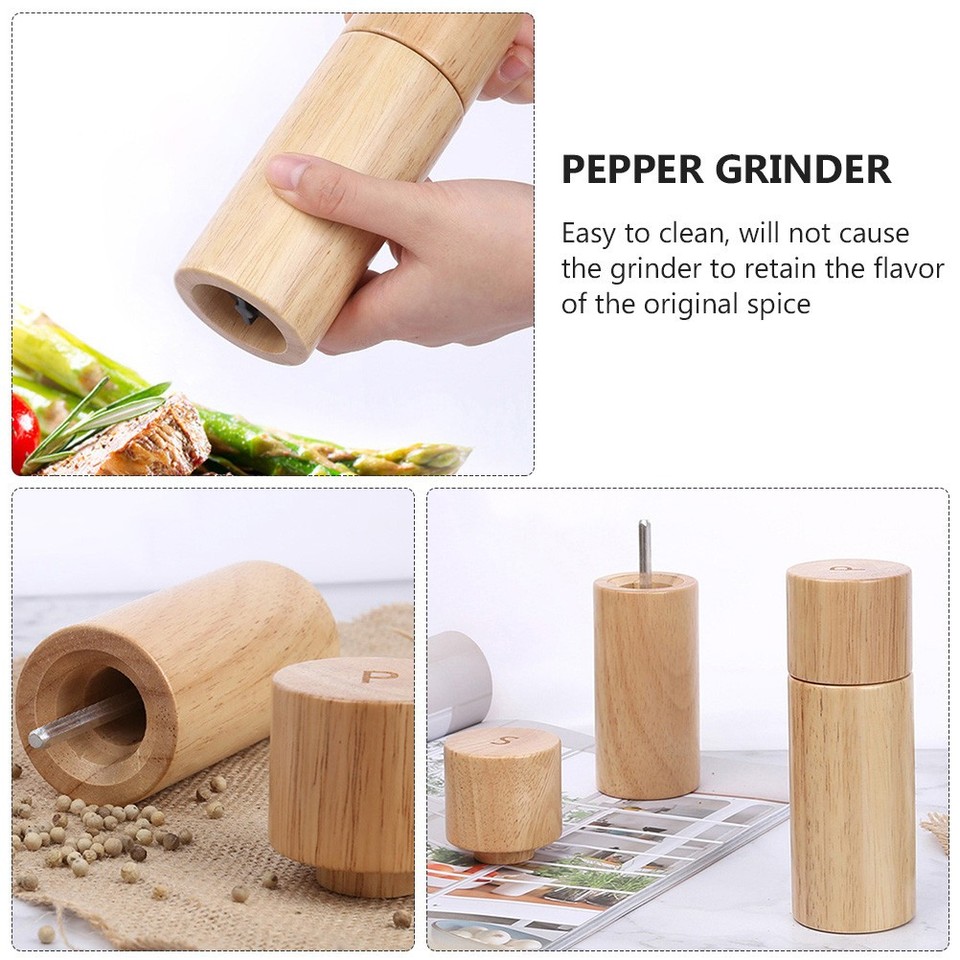 3pcs Professional Pepper Mill Hand Operated Kitchen Pepper Wooden | eBay UK