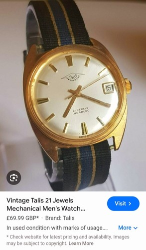 1x HAND WIND UP SWISS MADE INCABLOC TALIS WATCH WORKING ORDER FOR SALE ...