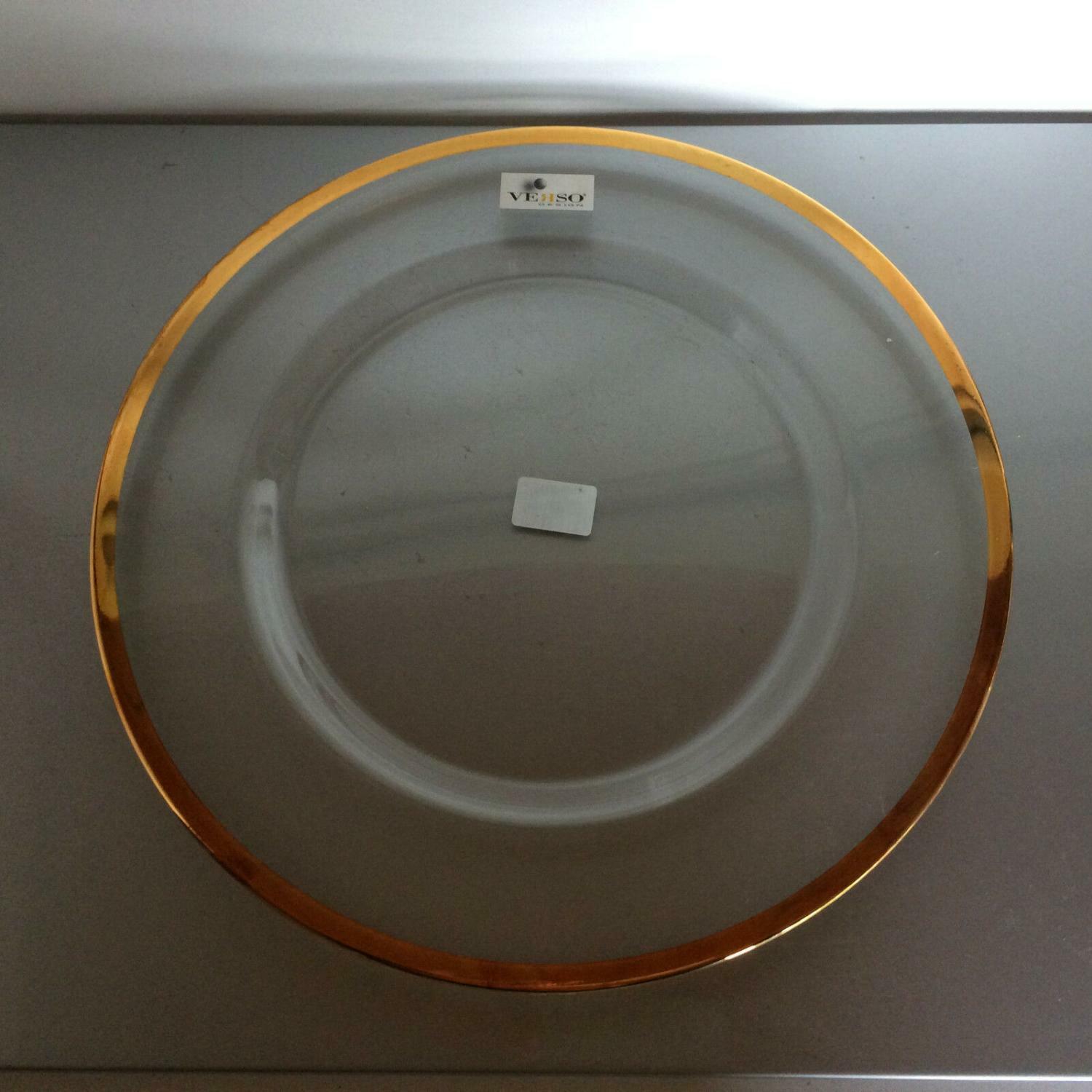 VERSO Glasteller 33 cm Goldrand Design Diamond Glas Teller | eBay.de