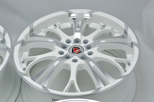 Set of 4 New 17x7 DDR R25 White Polished Finish 17" Rims Wheels 5x100 ...