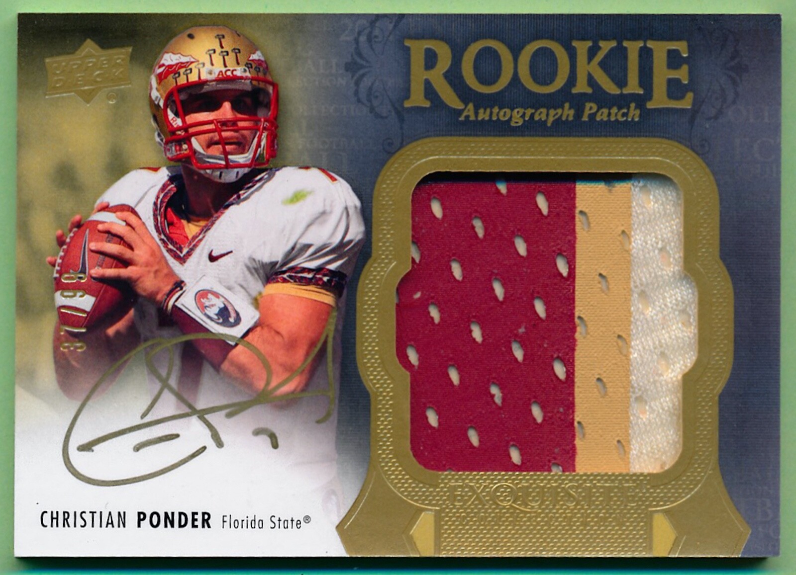 2011 Exquisite Collection #155 CHRISTIAN PONDER ROOKIE AUTOGRAPH JERSEY ...