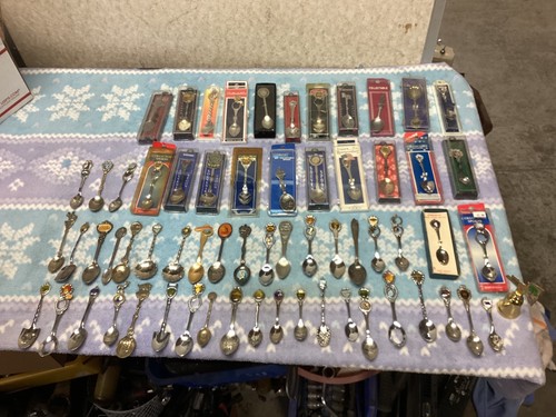 Lot of 63 Souvenir Collector Spoons Silver Plate/Solid Various States ...