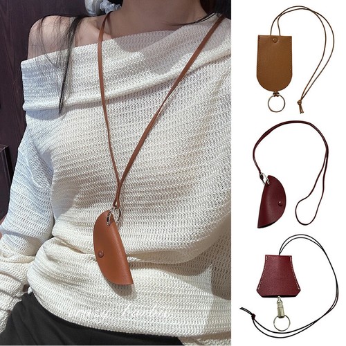 Key Ring Leather Mini Purse Coin Small Change Bag Card Wallet Neck ...