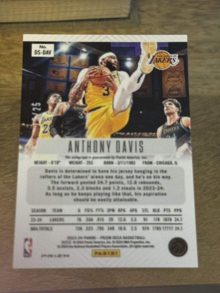 2023-24 Panini Prizm Deca Anthony Davis FOTL Green Shimmer Auto /25 DS ...