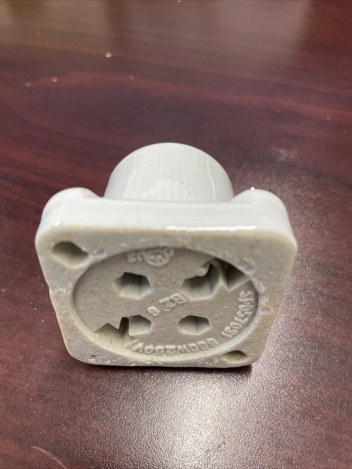 2 inch square medium base E26 porcelain pony cleat socket, mounts on 1 ...
