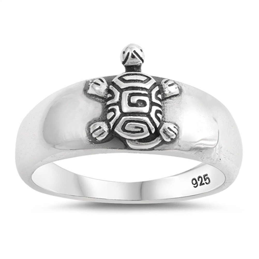 Oxidized Turtle Shell Animal Cute Ring New .925 Sterling Silver Band ...