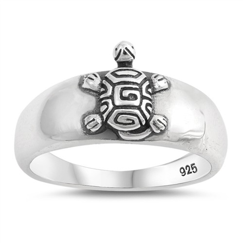 Oxidized Turtle Shell Animal Cute Ring New .925 Sterling Silver Band ...
