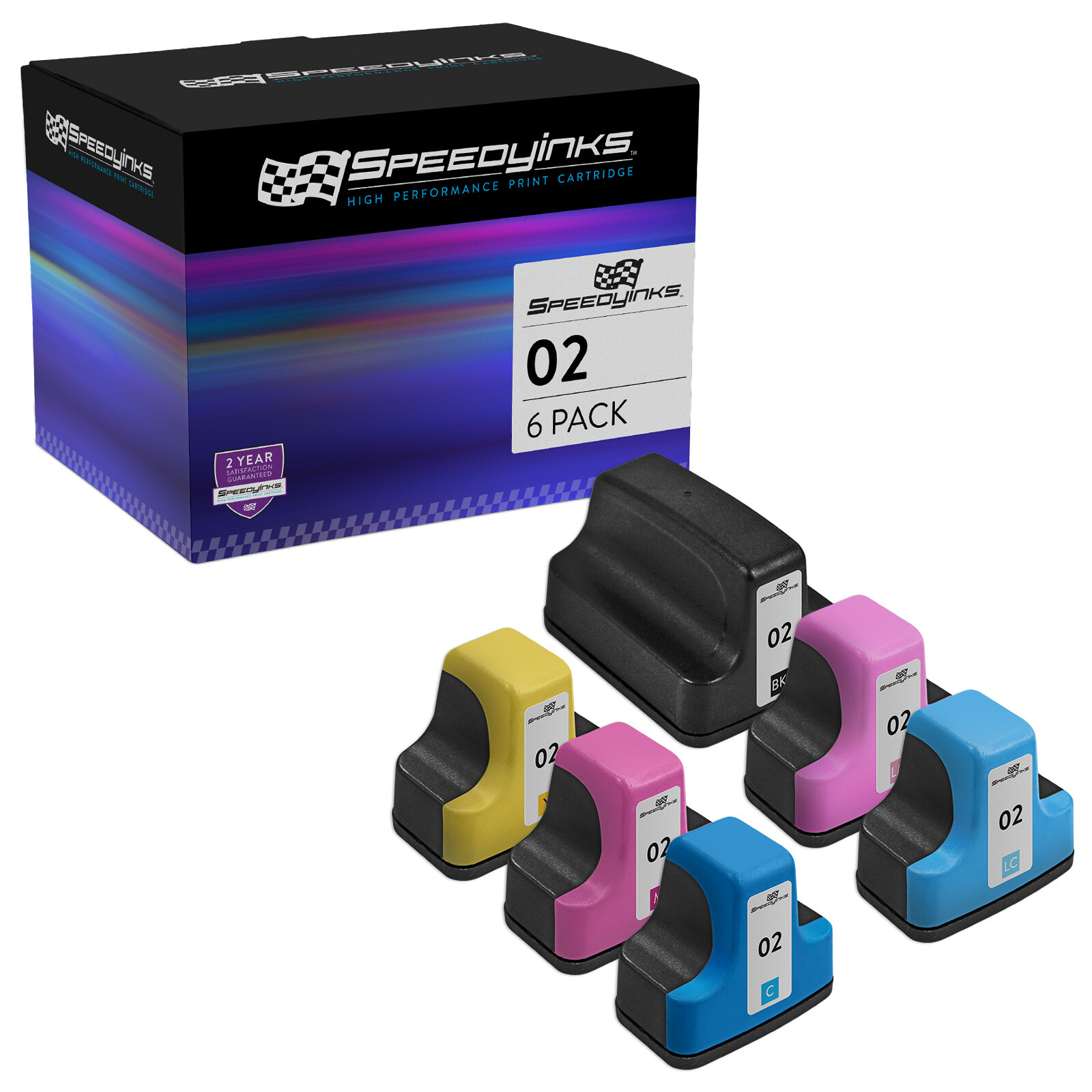 6PK BLACK COLOR Ink Set for HP02 HP 02 BLK CMY PhotoSmart 8250 3210xi ...