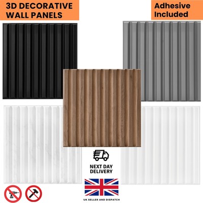 3D Wall Panels with Adhesive | DIY Interior & 3D Decorative Fluted Line ...