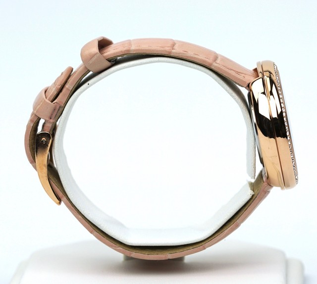 Michael Kors Courtney Rose Gold Glitz Blush Pink Leather 36mm Watch ...