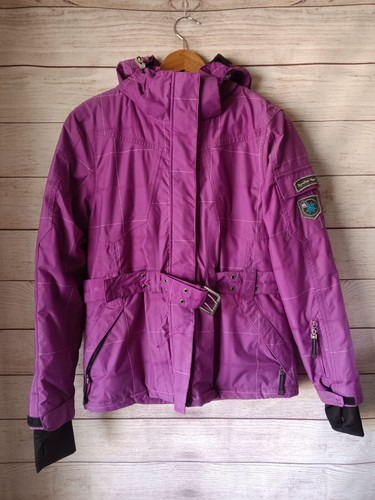 KILLTEC Womens Purple Plaid Belted Mountain Explorer Hooded Ski Jacket ...