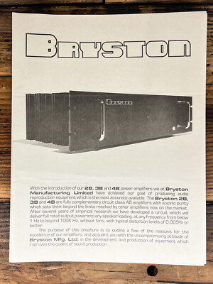 Bryston Model 2B 3B 4B Amplifier 3pg Dealer Brochure *Original* | eBay