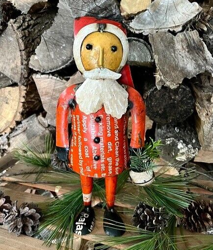 New Rustic Primitive SANTA BUCKET RECYCLED METAL Christmas Holiday ...