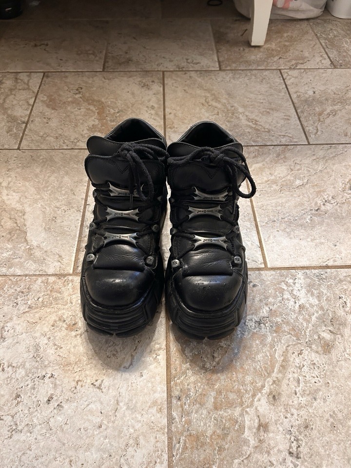 NEW ROCK Ankle Boots M-106-S29 Platform Shoe Black | eBay