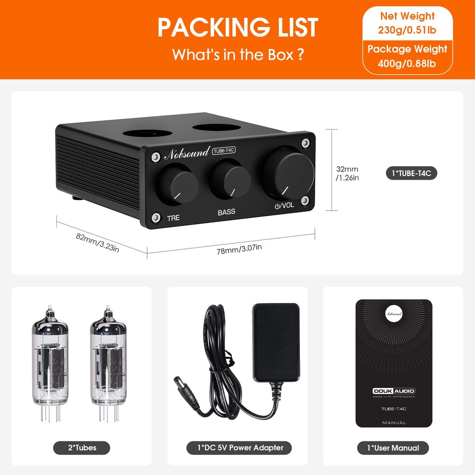 Nobsound Mini Tube Preamplifier HiFi Stereo Desktop Preamp for Home ...