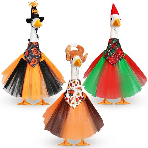 3 Set Fall Goose Outfit Halloween Thanksgiving Lawn Porch Goose Hat ...