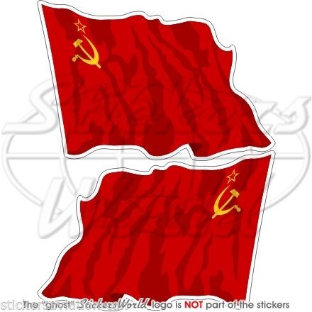SOVIET UNION USSR Waving Flag RUSSIAN Vinyl Bumper, Decals Stickers 3 ...