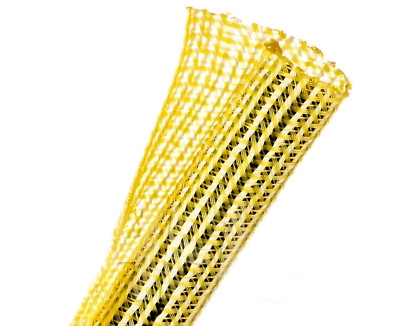 F6N0.38YL 3/8" Yellow Split Braided Cable Sleeving , Split Loom, Wrap ...