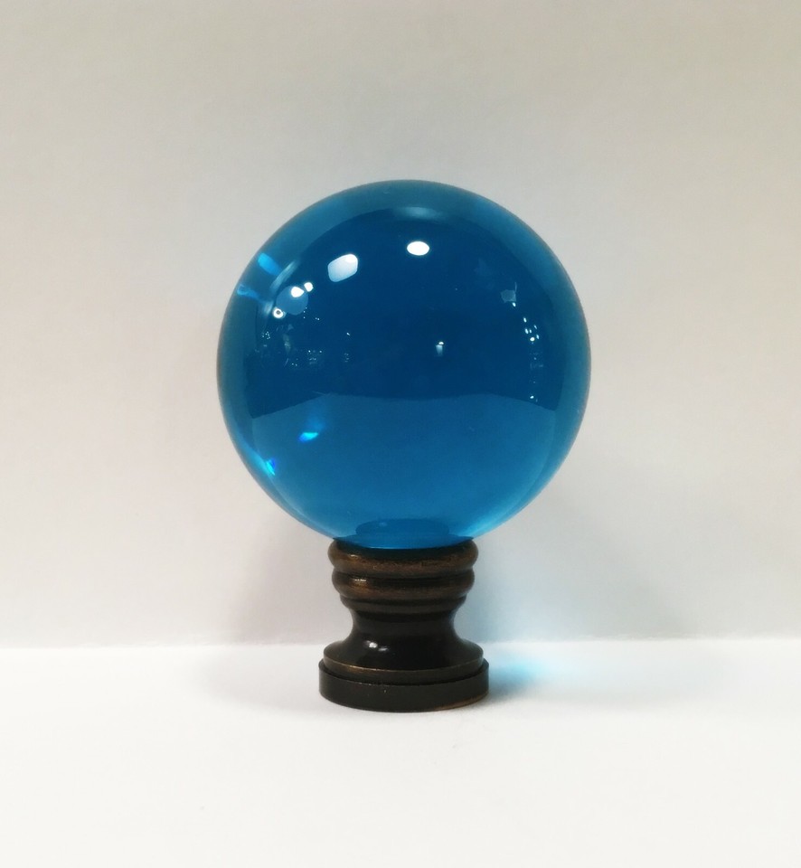 Lamp Finial-LARGE GLASS ORB in 10 Colors-Brass Base, 3 Finishes AB,CH ...