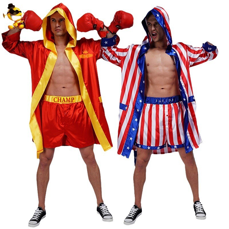 Adult Rocky Balboa American Flag OR Italian Stallion Boxing Costume ...