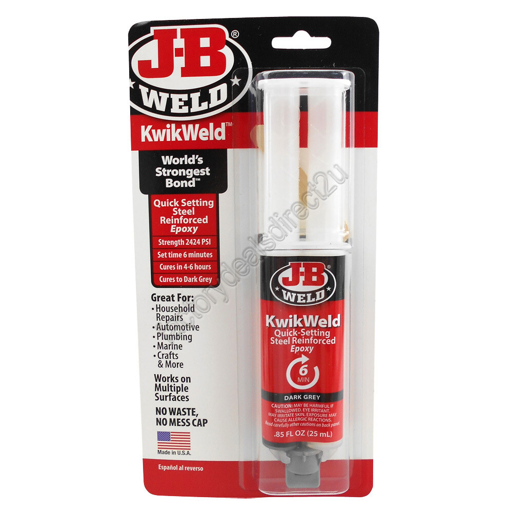 JB Weld Automotive Kwik Weld Steel Reinforced Epoxy Glue Syringe J-B ...