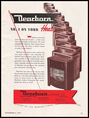 1947 Dearborn Stove Company Dallas Texas Gas Heaters Vintage Print Ad ...