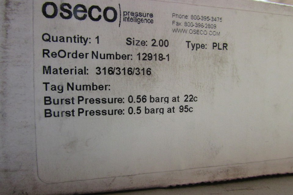 Oseco 12918-1-1 Type 2'' SS Rupture Disk | eBay
